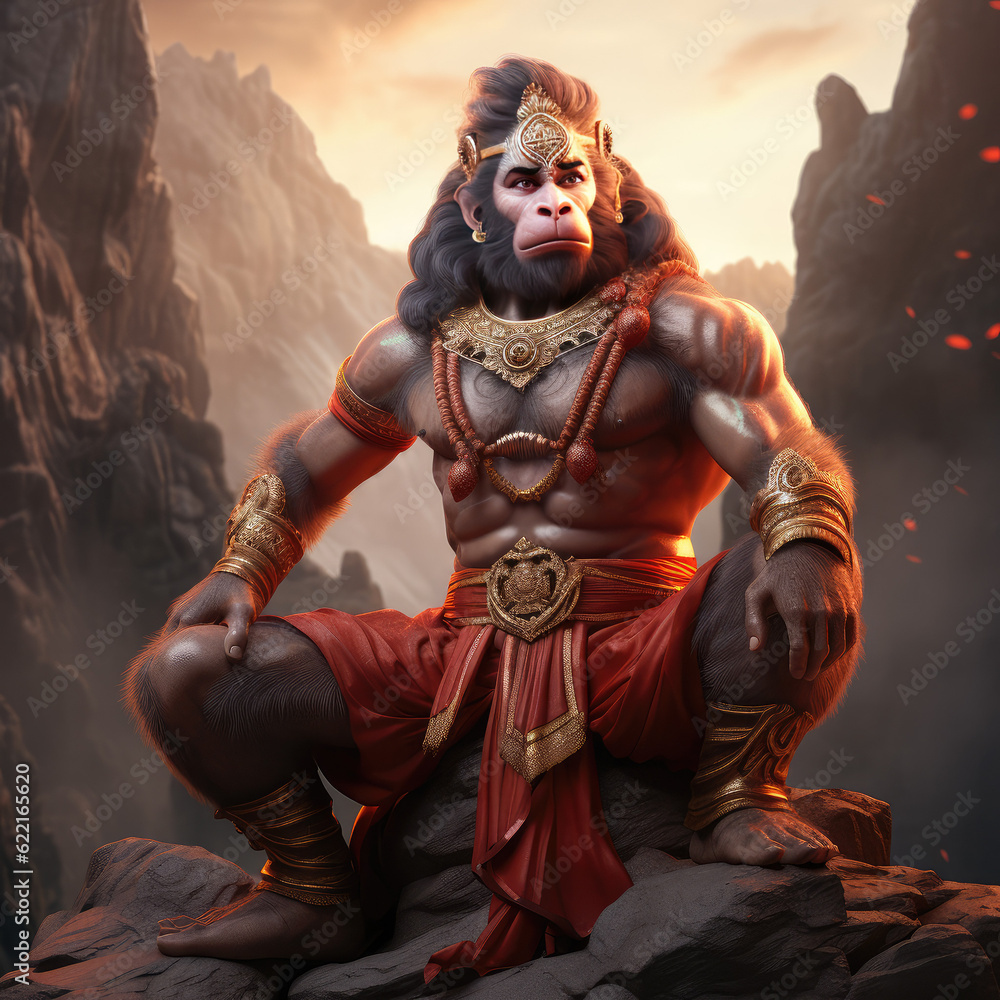 lord hanuman in various poses, generative AI Stock Illustration | Adobe ...