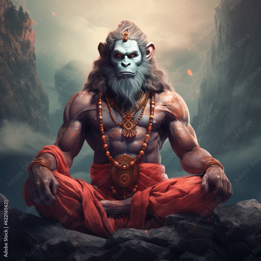 lord hanuman in various poses, generative AI Stock Illustration | Adobe ...