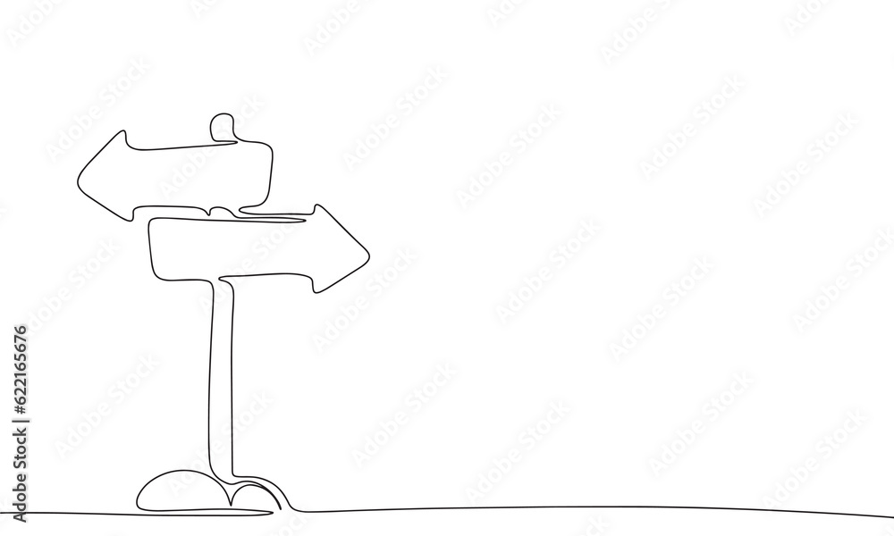 Arrow direction one line continuous. Direction concept banner. Line art ...