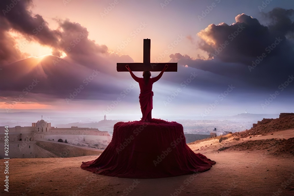Easter background - Crucifixion - Resurrection of Jesus Christ in ...
