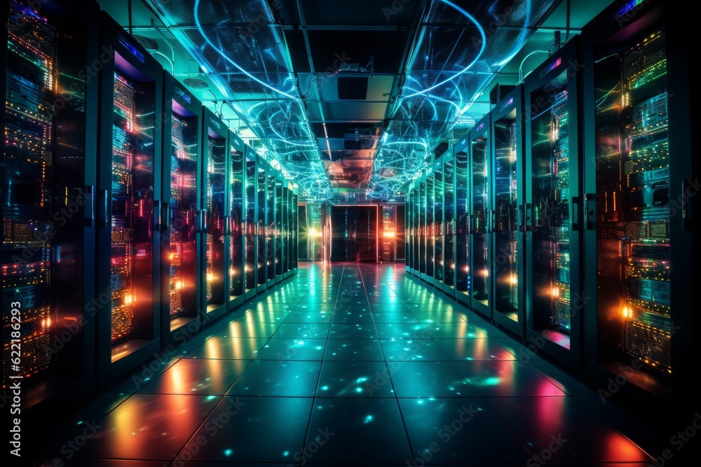 Modern data center as a symbol of network security and communications ...