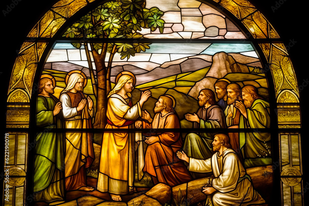 Majestic depiction of the Sermon on the Mount, beautifully portrayed ...