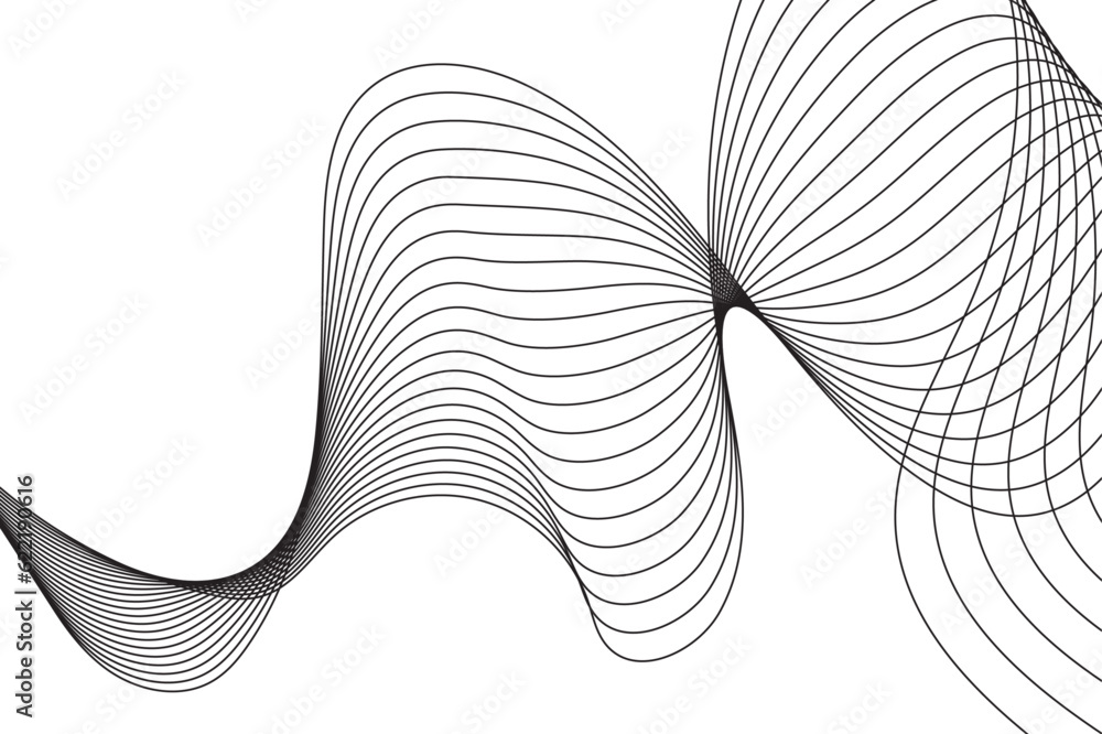 Abstract wavy lines on transparent background with grey smooth element ...