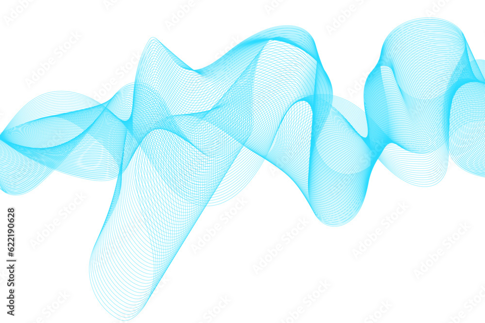 Abstract blue blend wave lines on transparent background. Modern blue ...