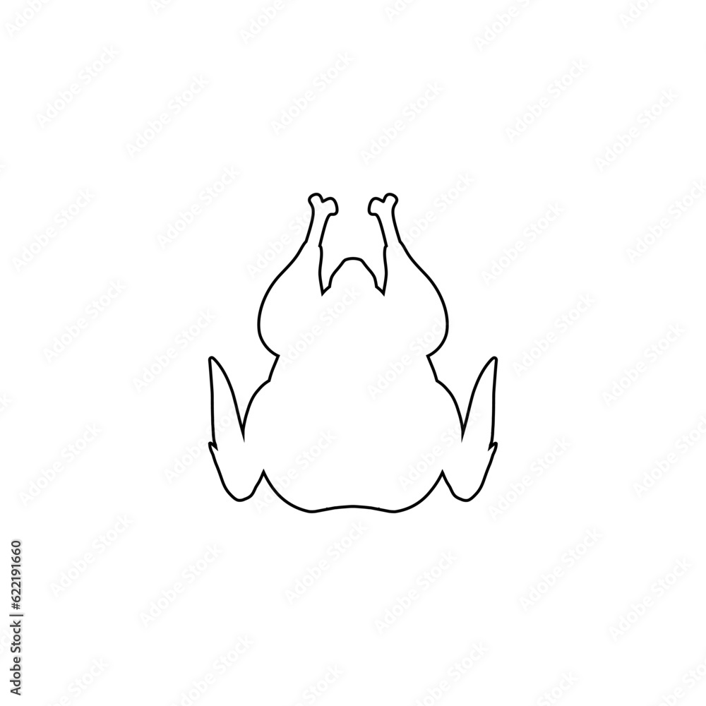 Grilled chicken icon vector. Chicken illustration sign. BBQ symbol ...