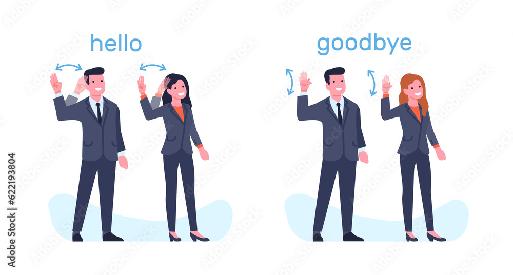 Ilustração do Stock: Sign language of deaf people, man and woman ...