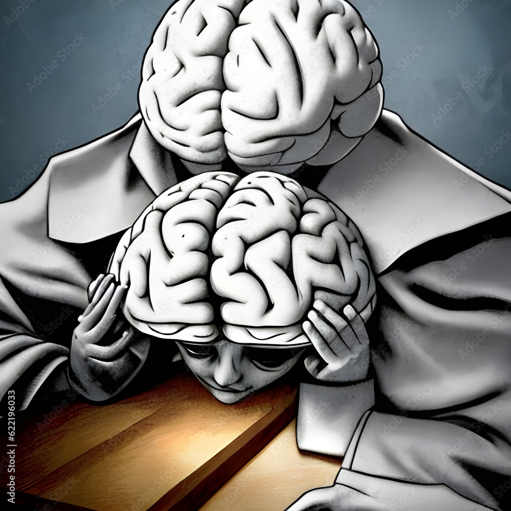 Please draw a picture of the brain being brainwashed to overcome the ...