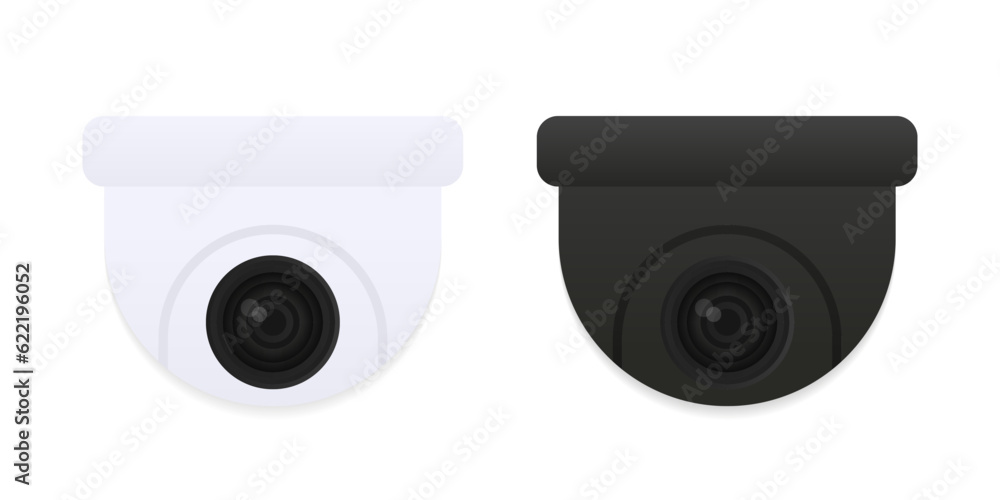 Observation Camera Ceiling. CCTV Camera. Black Video surveillance sign ...