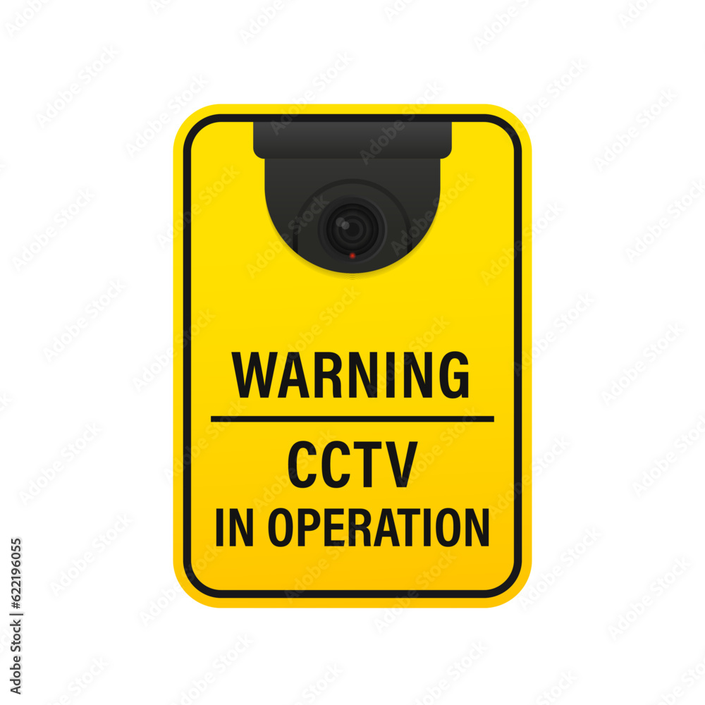 CCTV Camera. Black Video surveillance sign. Warning. Security video ...