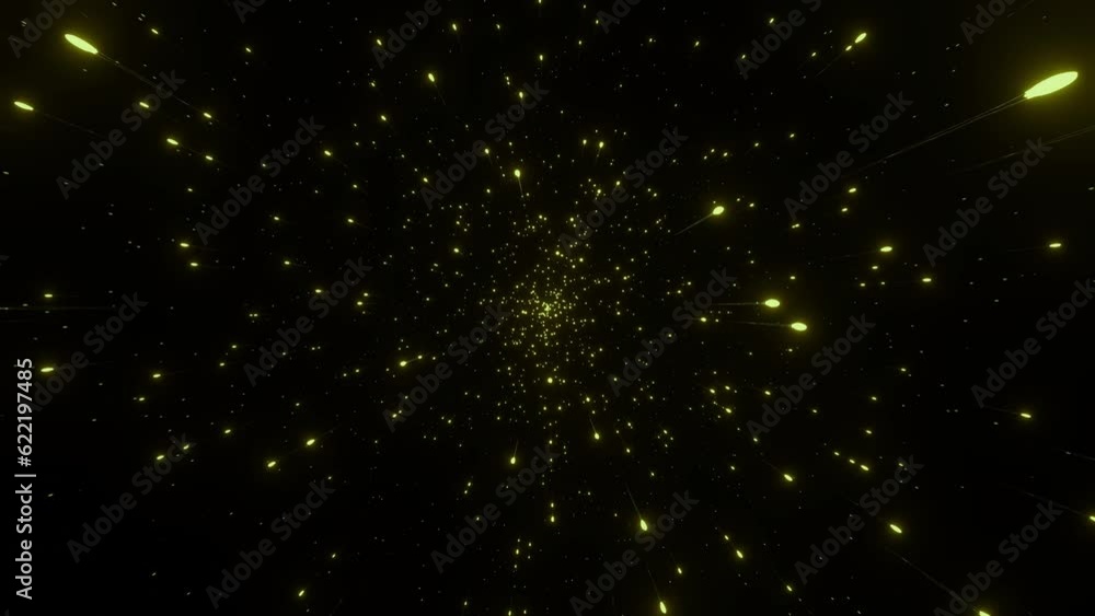 Seamless loop abstract yellow meteoric shower light streaks effect ...