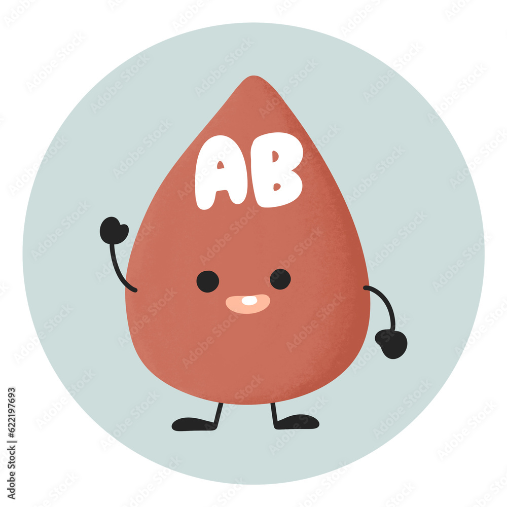 Blood type ab blood group cute blood donor illustration icon Stock ...