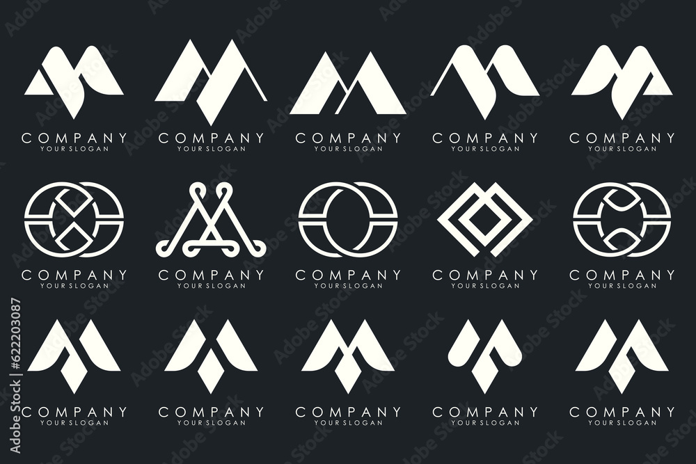 Set of letter M logo design vector. Collection of modern M letter ...