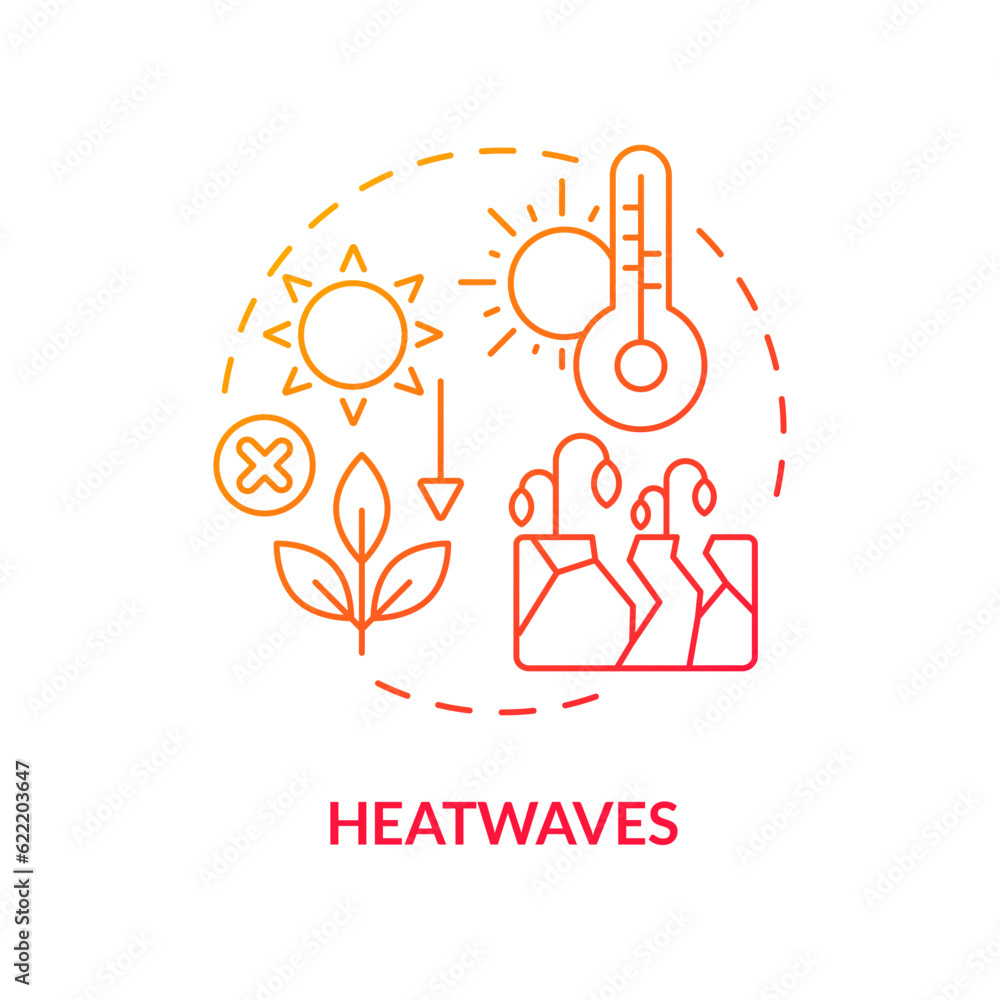 Gradient heatwave icon representing heatflation concept, isolated ...