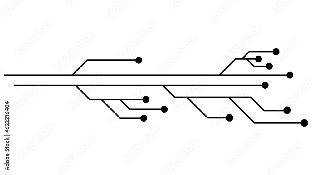 Printed circuit board PCB tracks isolated on white background ...