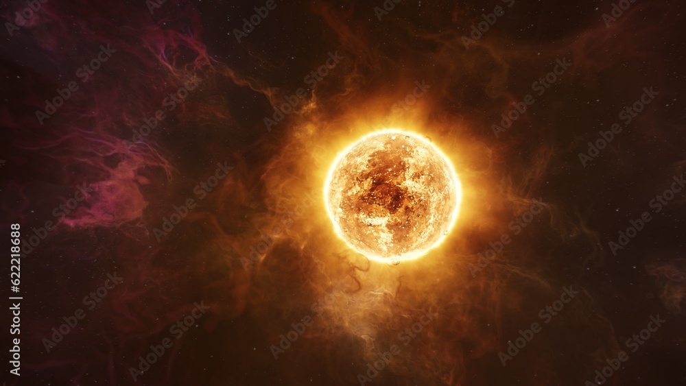 Early protostar with nebula clouds erupting of the Sun's surface. Star ...