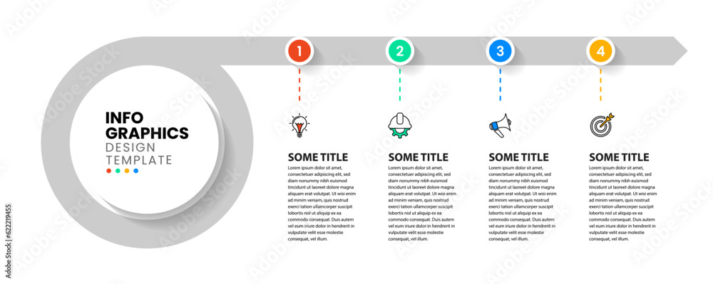 Infographic template. 4 steps on a numbered line Stock Vector | Adobe Stock