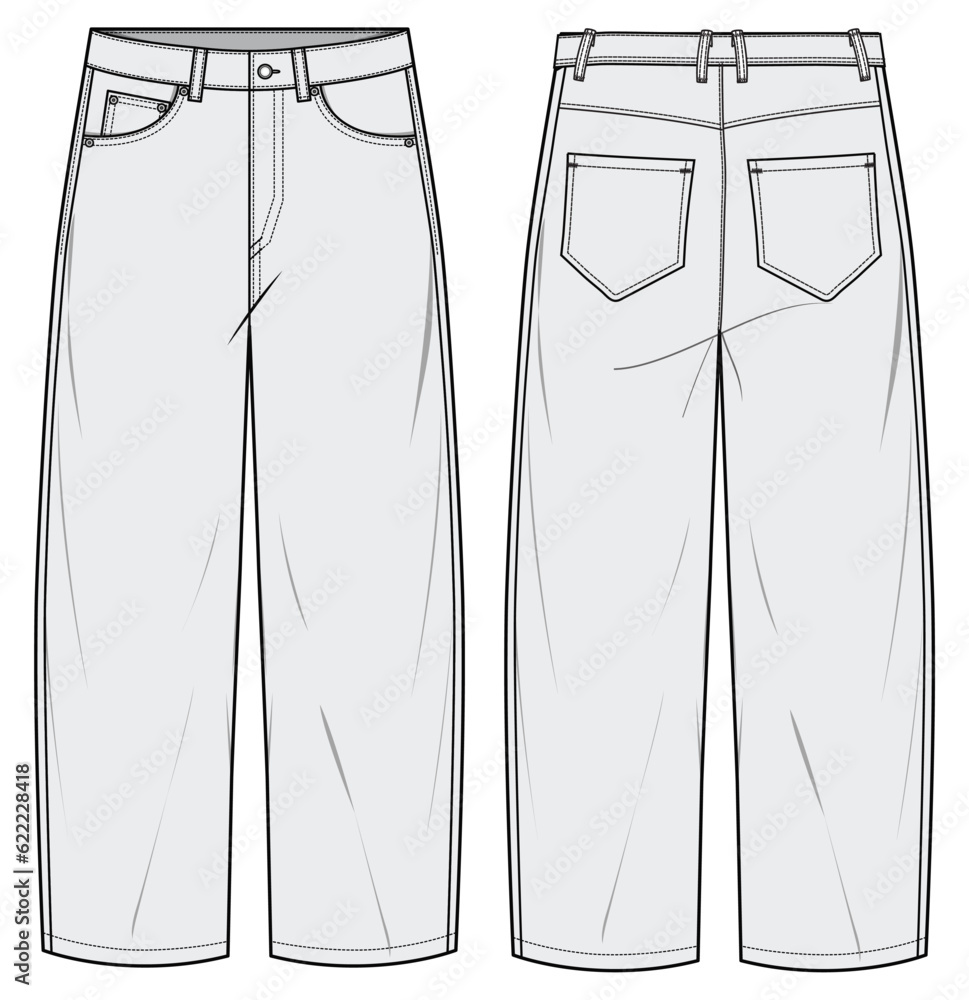 Boyfriend Jeans, Mom-fit Jeans, Low Rise Cropped Denim Front and Back ...