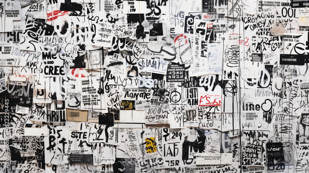 Graffiti tags wall, street art, underground urban culture, black and ...