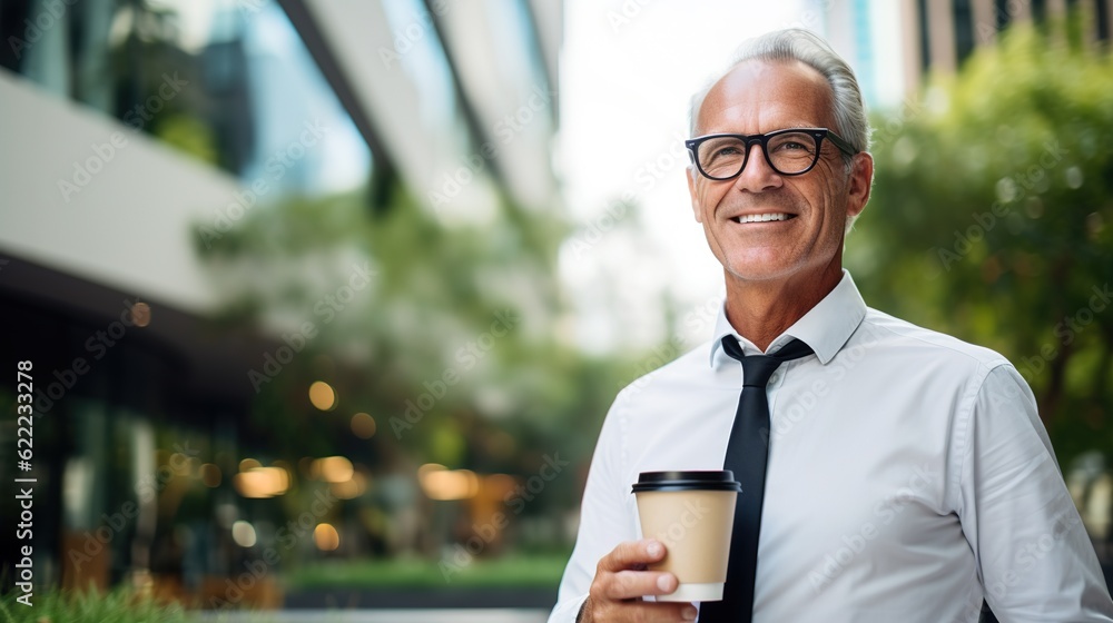 Confident senior mature old successful business man leader, smiling mid ...