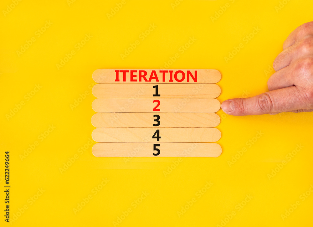 Time to iteration 2 symbol. Concept word Iteration 1 2 3 4 5 on wooden ...