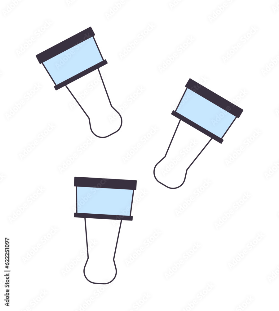 Binder clip flat line color isolated vector object. Stationery for ...