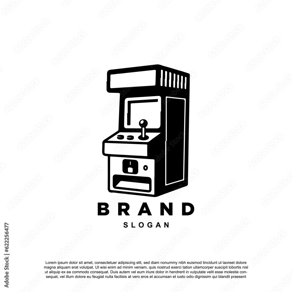 Vintage retro old arcade logo design. 90s and 80s game machine logo ...