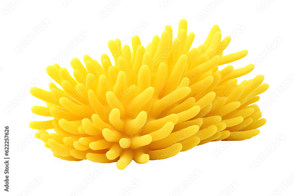 Yellow Tube coral, on transparent background (PNG). Generative AI ...