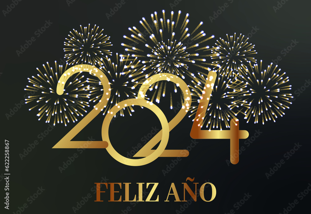 tarjeta o pancarta para desear un feliz año nuevo 2024 en oro detrás de ... tarjeta o pancarta para desear un feliz año nuevo 2024 en oro detrás de ...