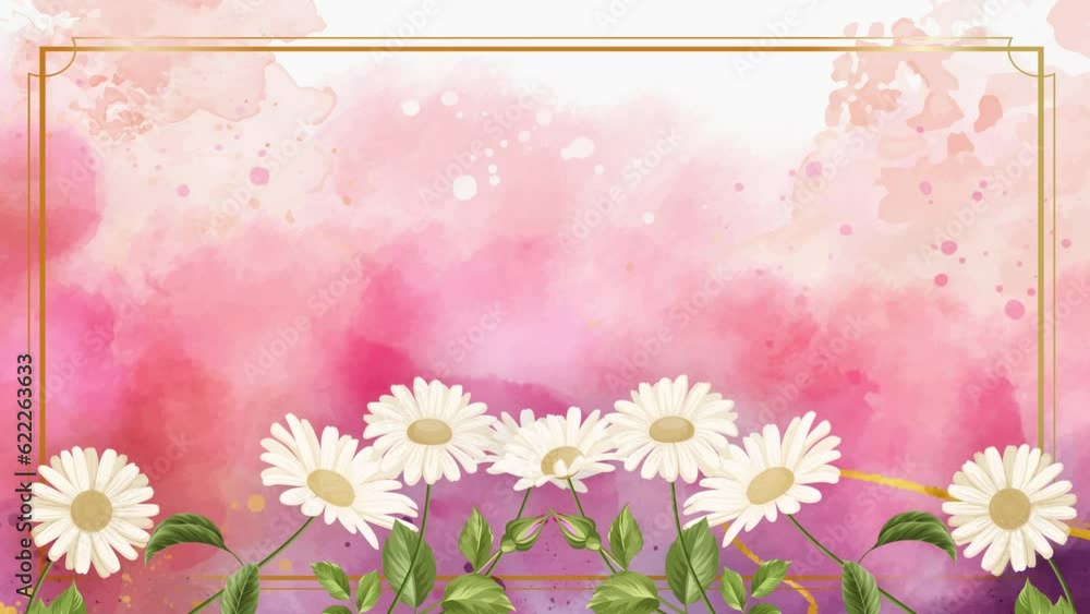 Beautiful watercolor Floral frame animation on pink screen. Floral ...