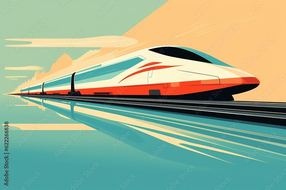 minimalistic art of bullet train flat drawing train seen from the front ...