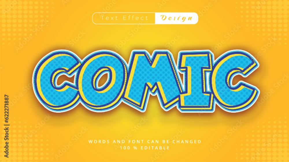 Retro comic por art bold 3D editable text effect. Vintage classic text ...