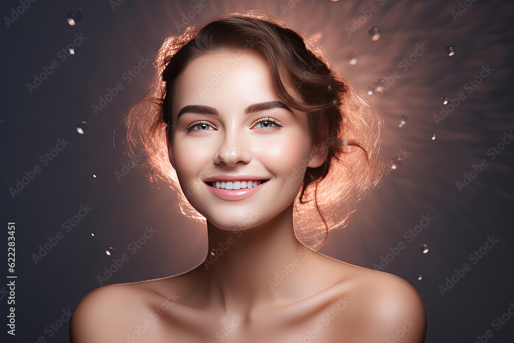 Portrait of woman, skincare and beauty cosmetics for shine, wellness or ...