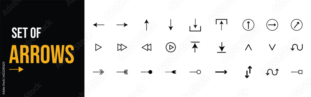 Arrows set of black icons. Arrow icon. Arrow vector flat icons ...