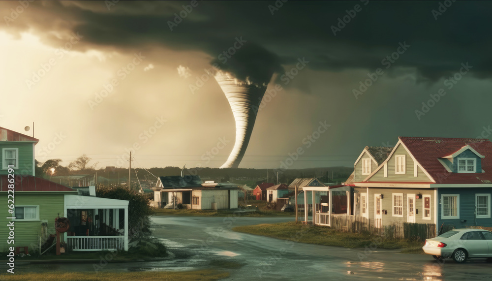 Storm of Destruction Witnessing the Cyclone's Menacing Funnel and House ...