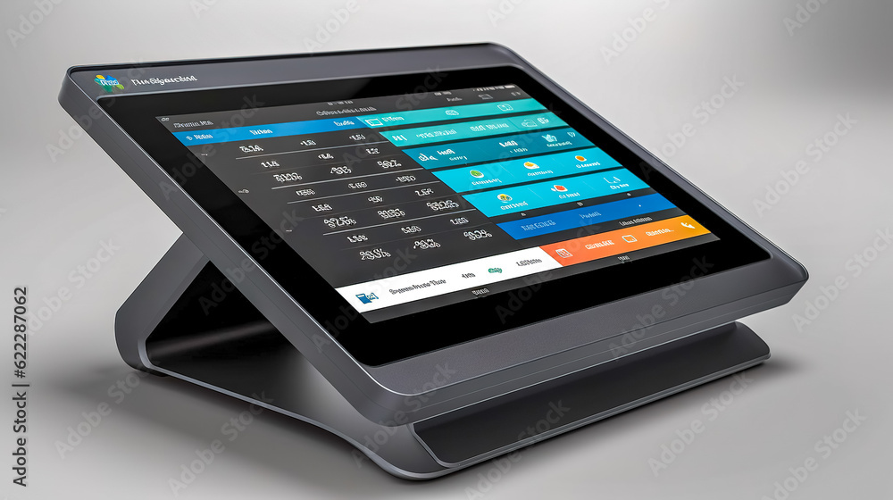 modern touch cash register and terminal for booking, registration and ...