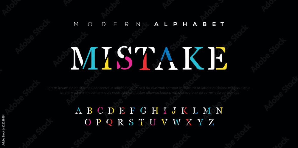 MISTAKE Modern abstract digital alphabet font. Minimal technology typography, Creative urban ...