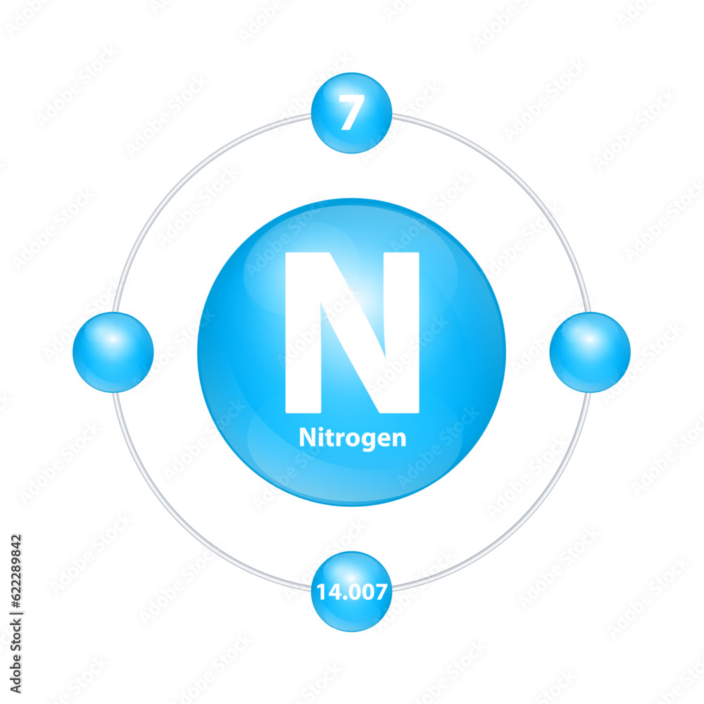 Nitrogen (N) Icon structure chemical element round shape circle light ...