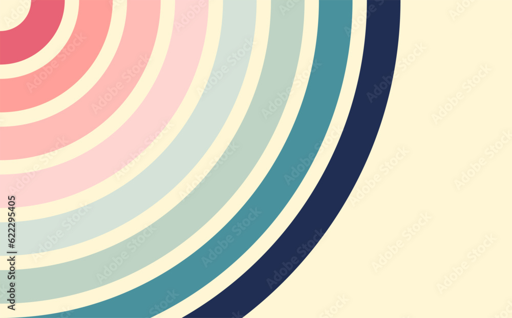 Retro colorful circular wave background. 60s, 70s old fashioned design ...