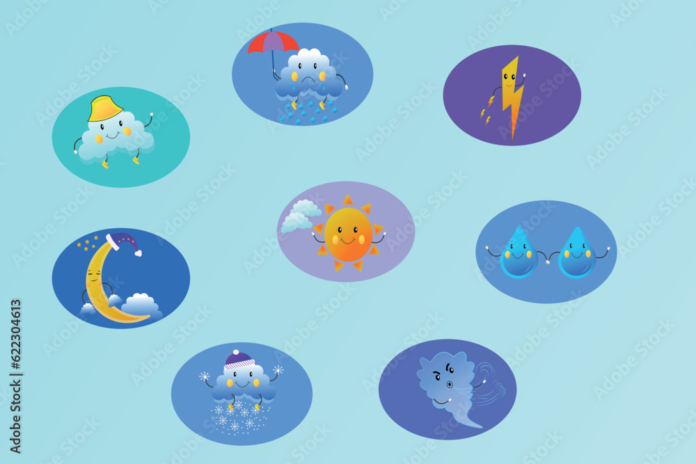 Weather icons pack. Colorful weather forecast design elements, perfect ...