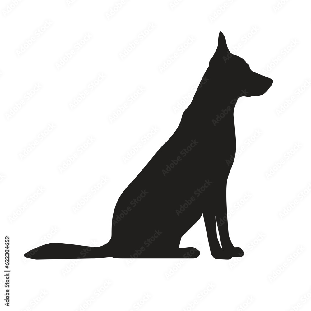 Dog profile black silhouette. Vector illustration isolated on a white ...