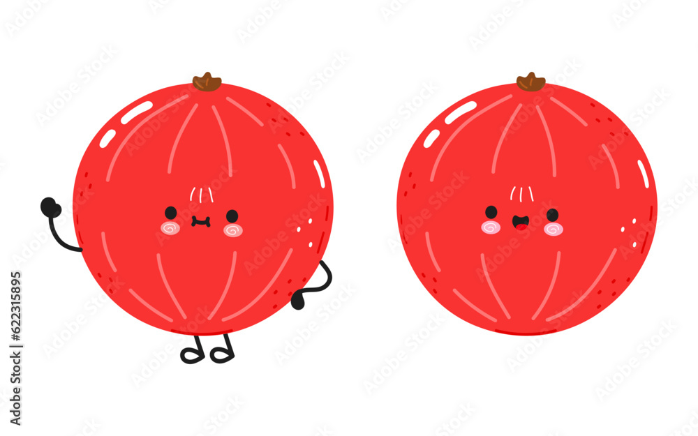 Red Ribes character. Vector hand drawn cartoon kawaii character ...