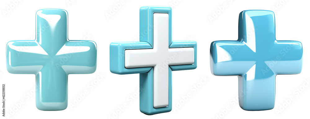 A set of medical, white-blue crosses. Medicine symbol design element ...