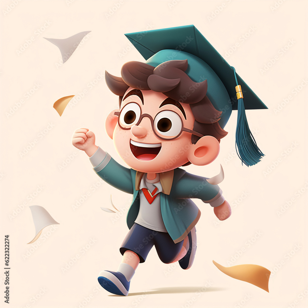 Kindergarten kids happy graduation illustration, children education ...