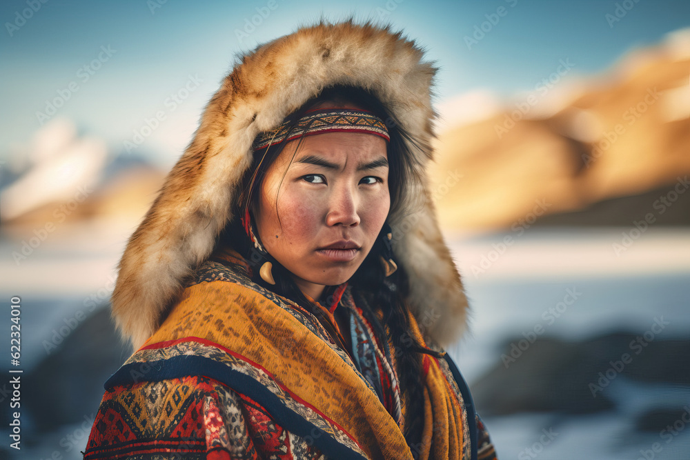 Portrait of a traditional and beautifully captivating Greenland woman ...