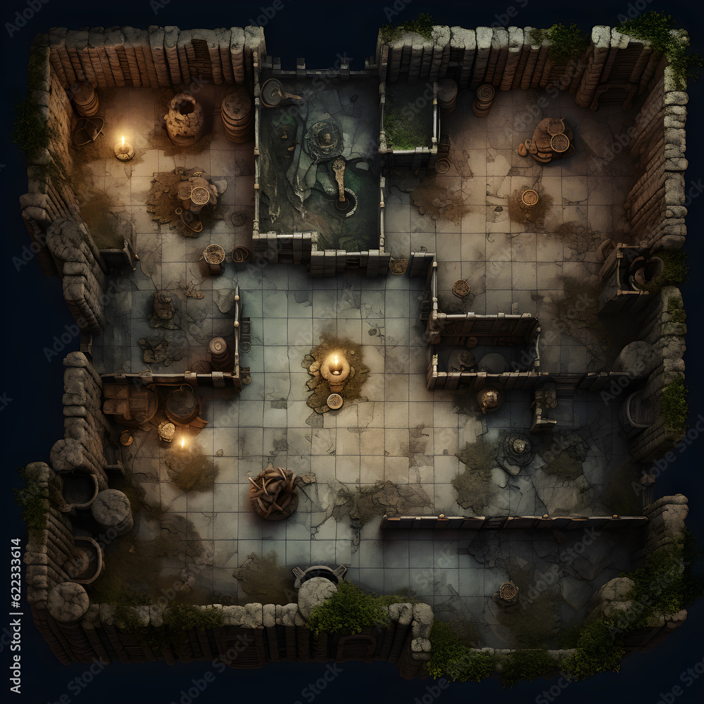 Dark Fantasy RPG Dungeon Map - A Tile Map for Your Adventure Stock ...