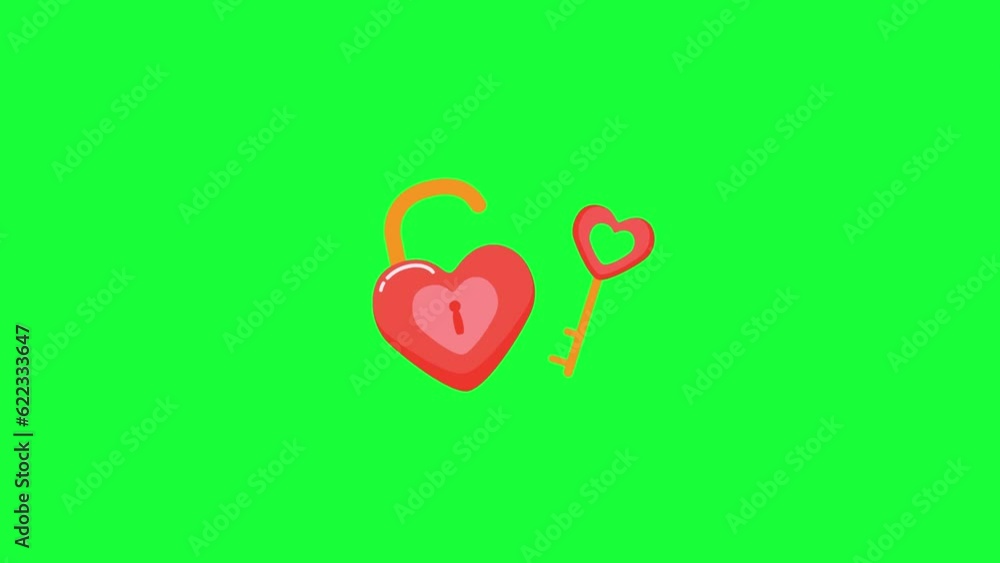 Animated Valentines Day Heart Lock and Key icon background animated ...