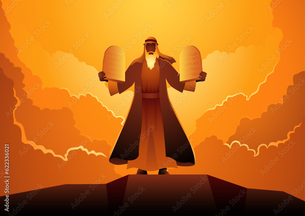 Biblical figure illustration series, Moses and the Ten Commandments ...