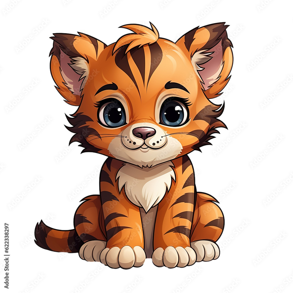 Baby Tiger cartoon transparent background, png Stock Illustration ...