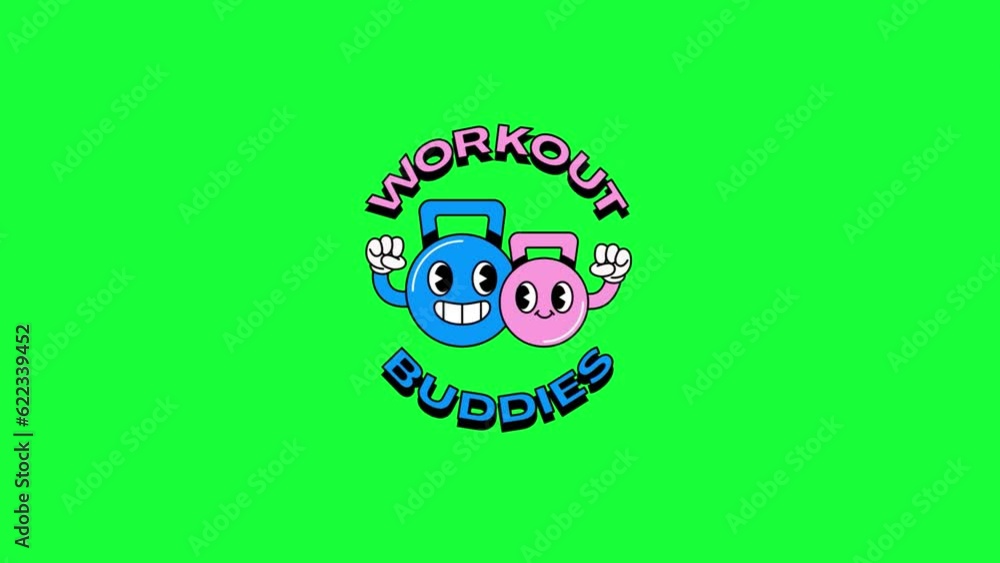 Animated Workout Buddies icon background animated, logo symbol, social ...