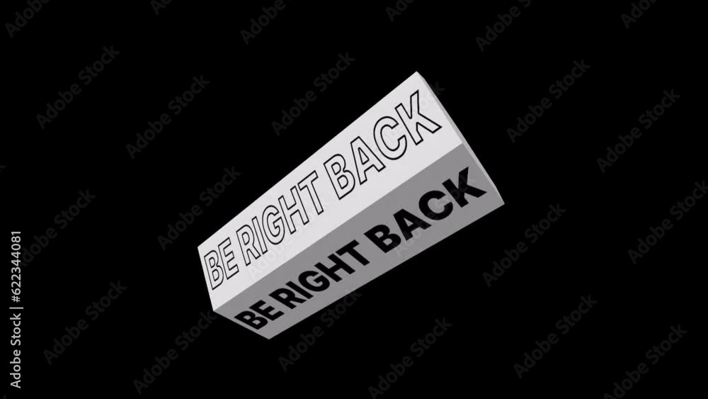 Be Right Back Text icon background animated logo symbol, social media ...